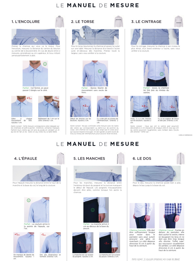 LECHEMISEUR Mesure Chemise Homme | PDF