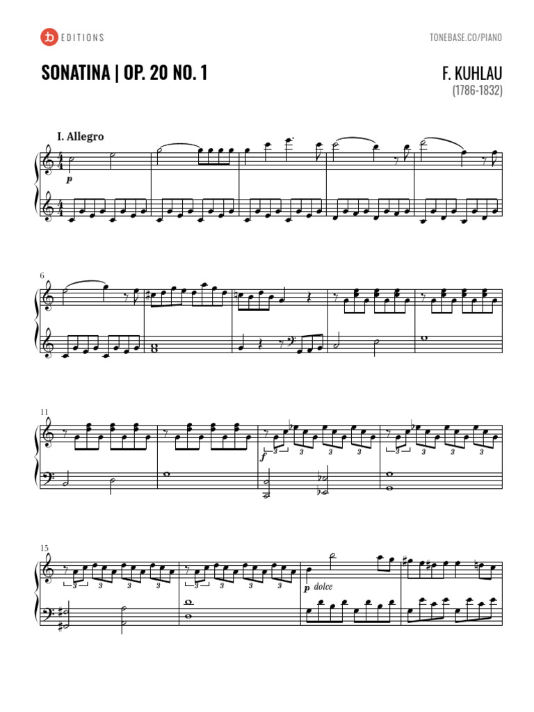 Kuhlau Sonatina Op 20 No. 1 | PDF Kuhlau Sonatina Op 20 No. 1 | PDF
