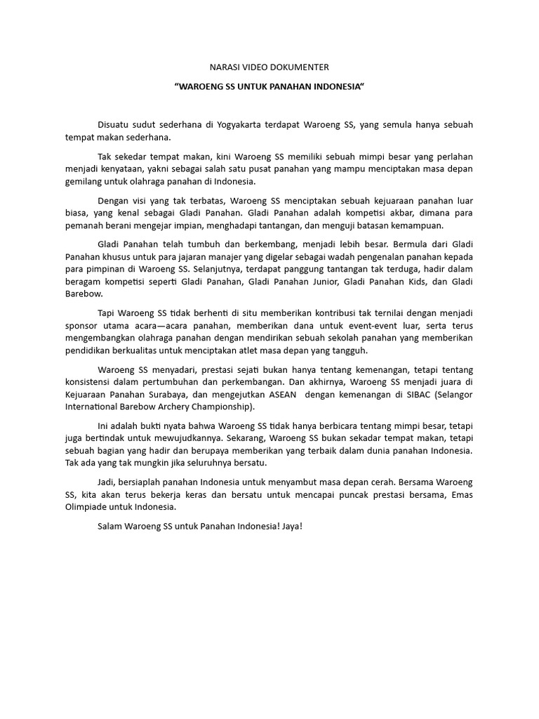 Narasi Video Dokumenter | PDF
