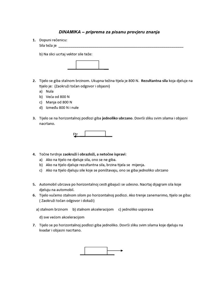 Priprema Za Pisanu Provjeru Znanja Prvi Razred | PDF