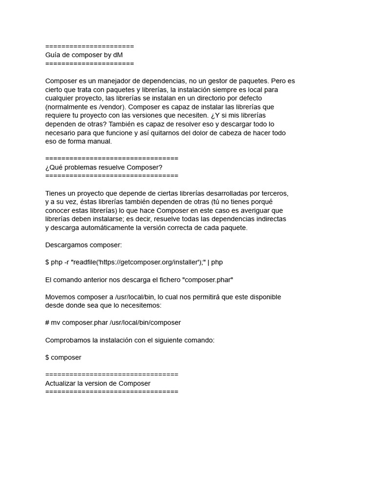 Guía de uso de Composer para proyectos | PDF