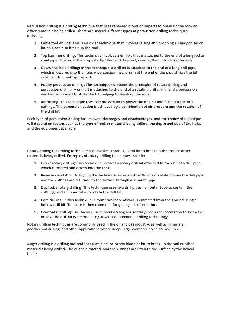 Types of Drilling Methods | PDF