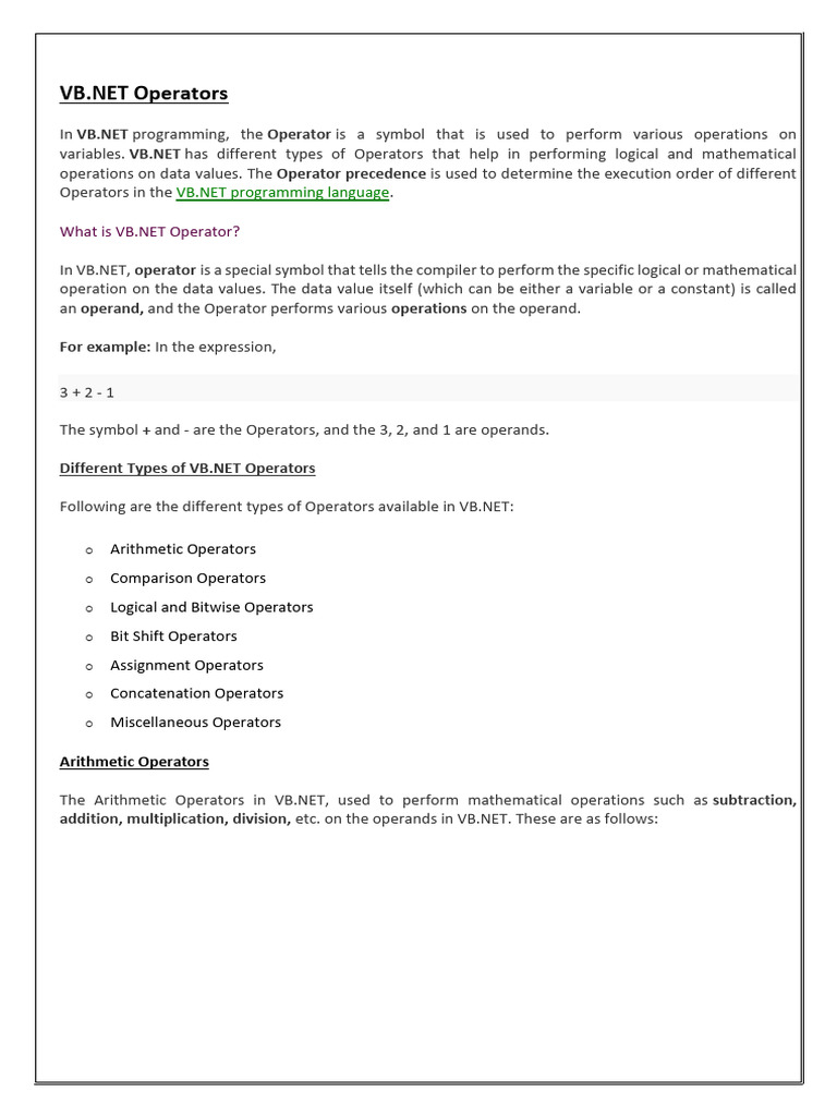 Lecture 6-Operators in | PDF Lecture 6-Operators in | PDF