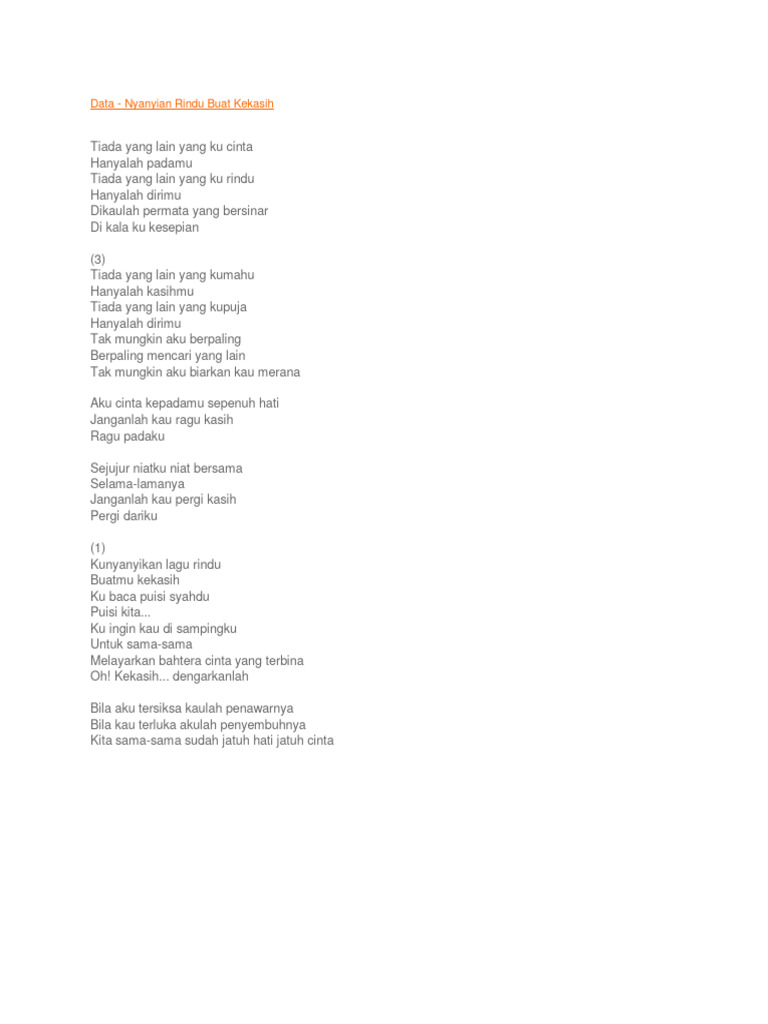 Lirik Lagu Data | PDF