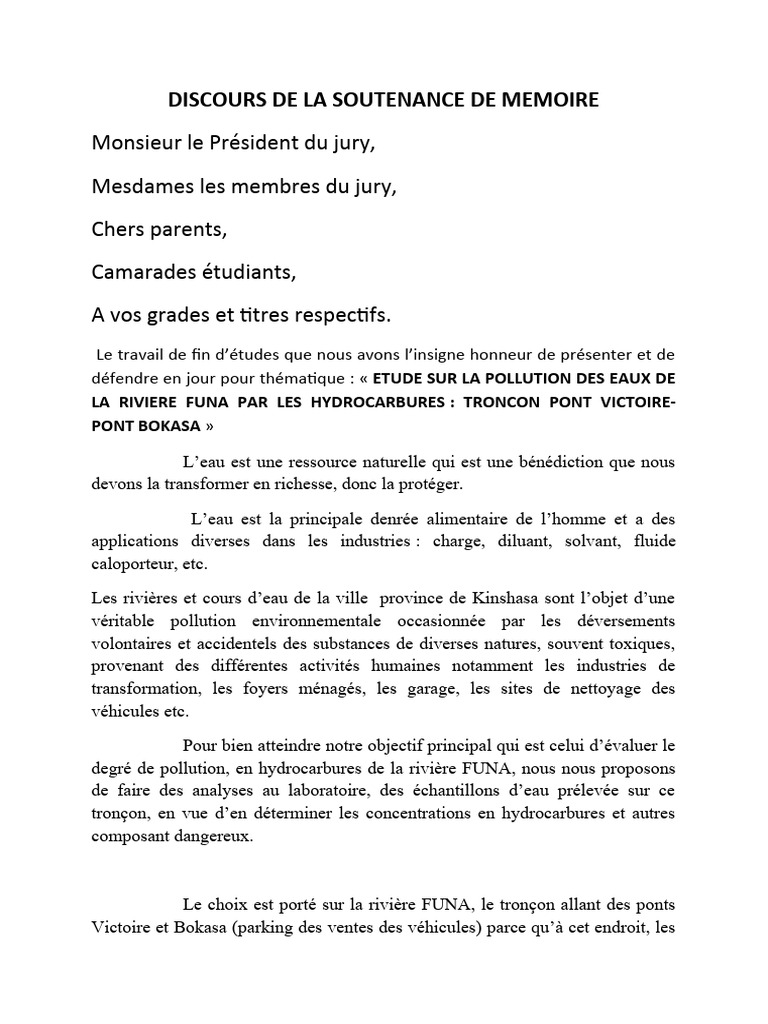 Discours de La Soutenance de Memoire | PDF