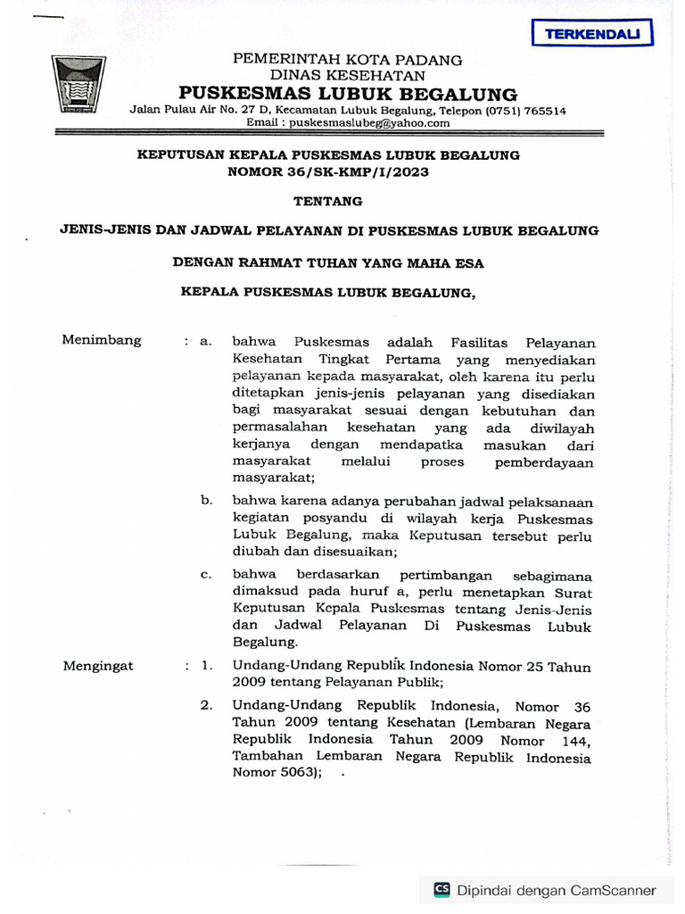 2.7.1 Ep A SK Jenis-Jenis Pelayanan Di Puskesmas | PDF