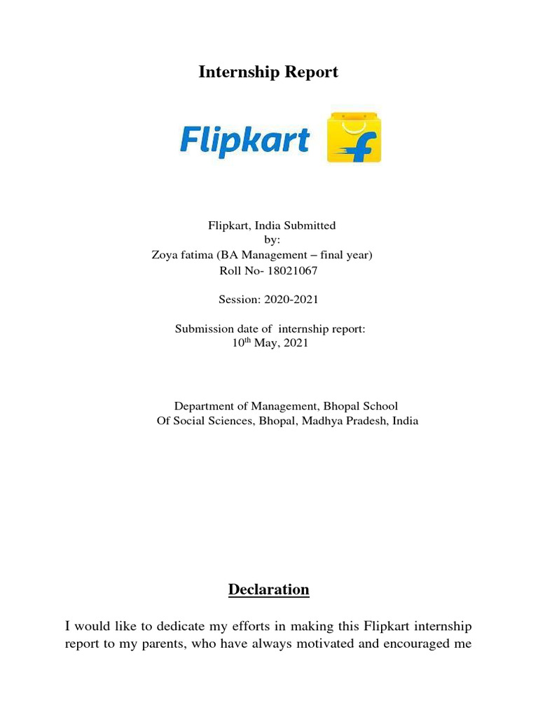 Project Report of Flipkart | PDF | Business Project Report of Flipkart | PDF | Business