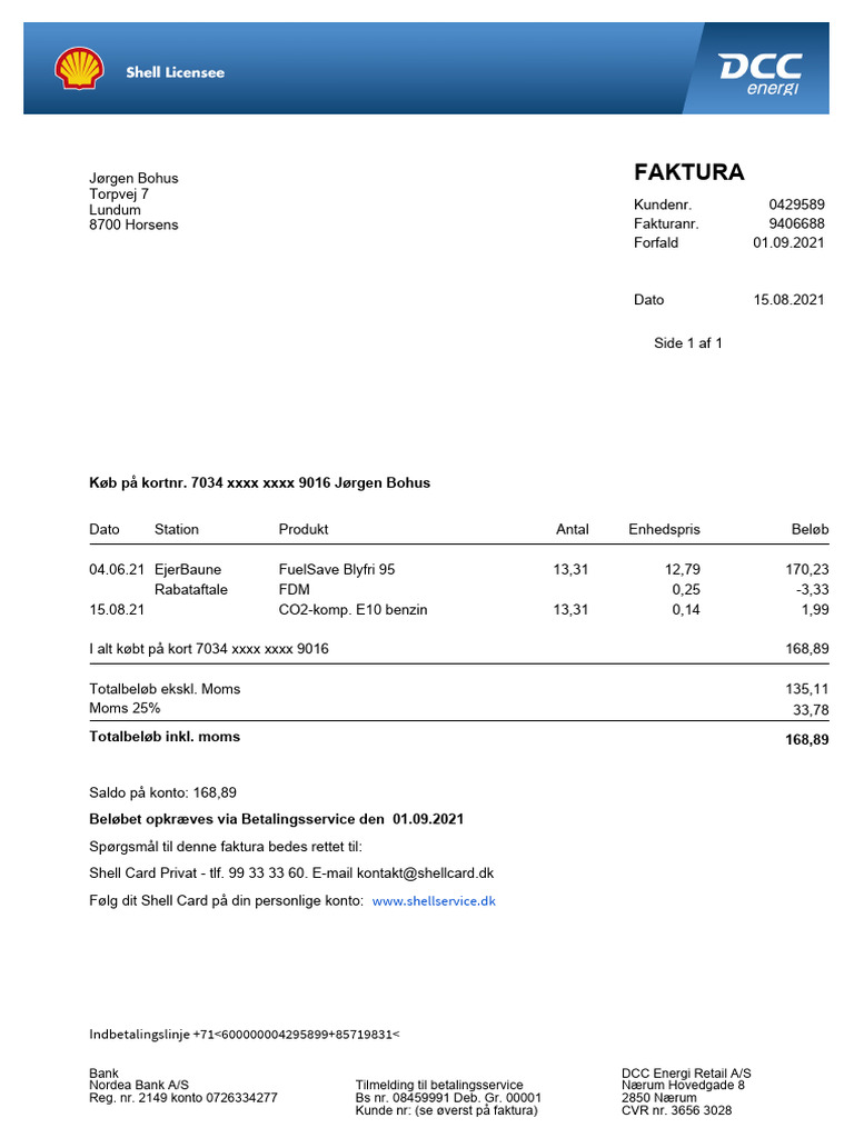 Faktura 9406688 Shell | PDF