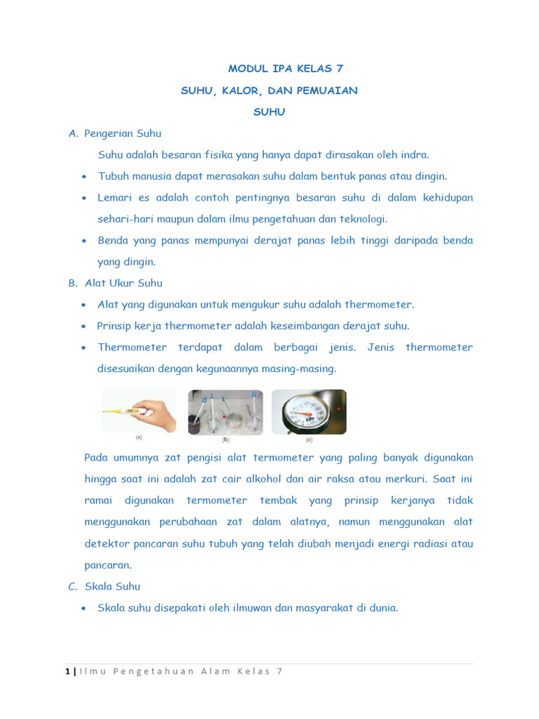 Suhu dan Kalor untuk Kelas 7 | PDF