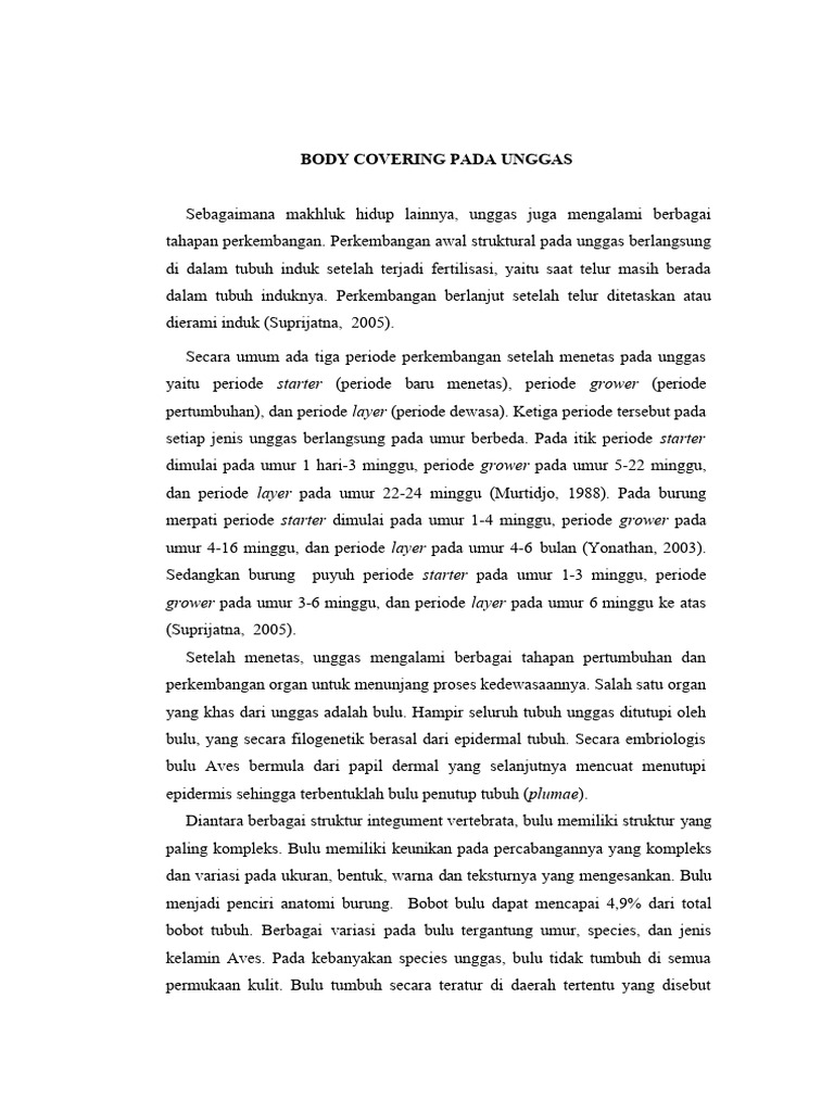 Body Covering Pada Unggas | PDF