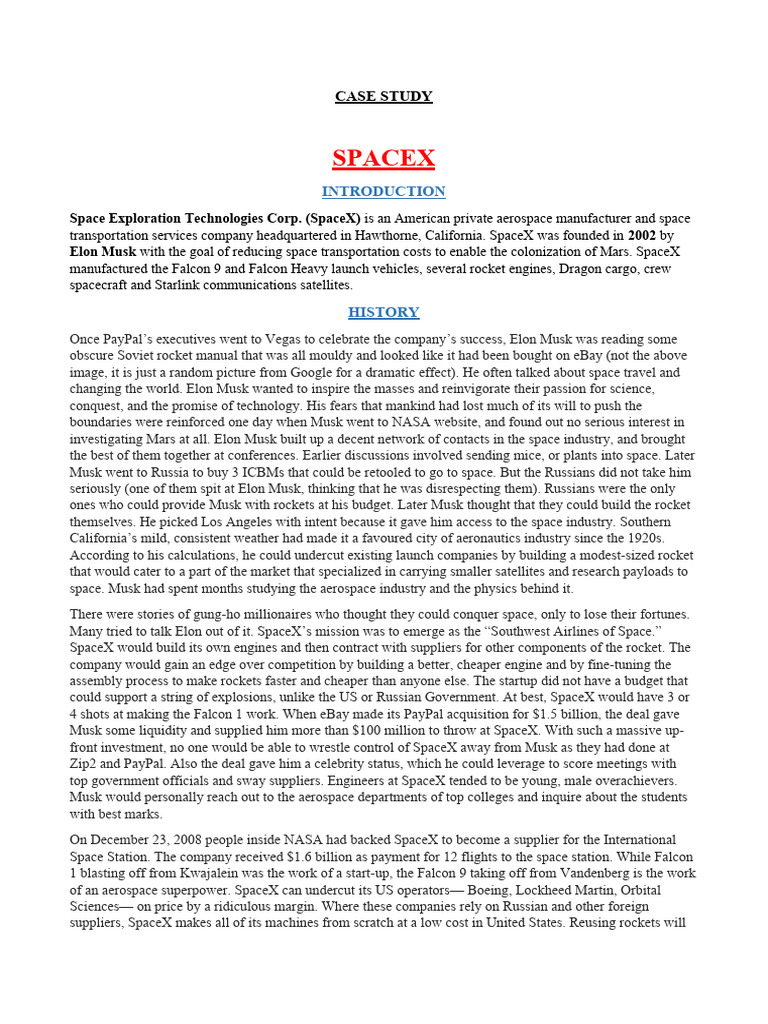 CASE STUDY Spacex | PDF