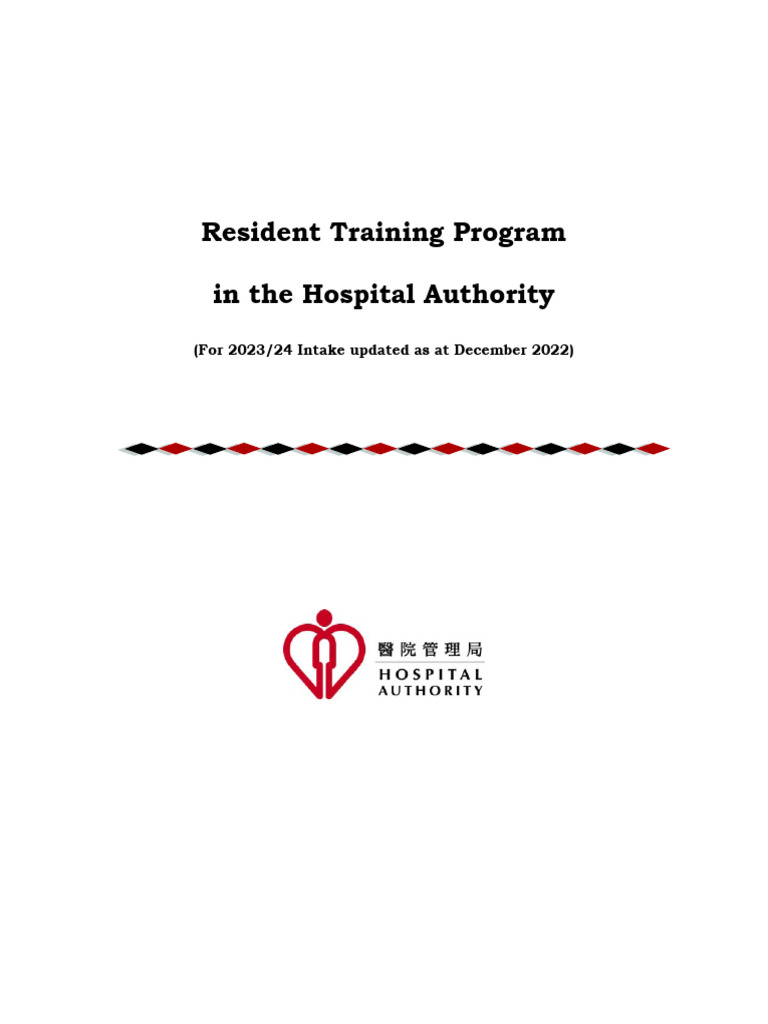 Resident Training Program in The Hospital Authority: (For 2023/24 ...