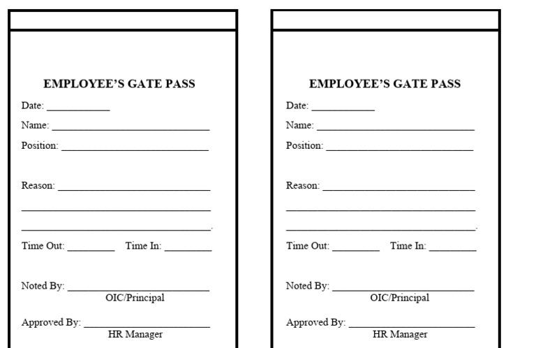 Employee Gate Pass Template | PDF