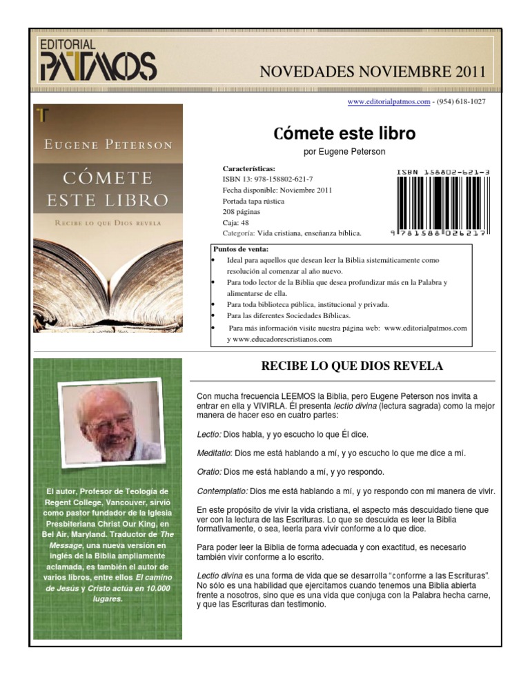 Cómete este libro de Eugene Peterson | PDF | Religión y espiritualidad