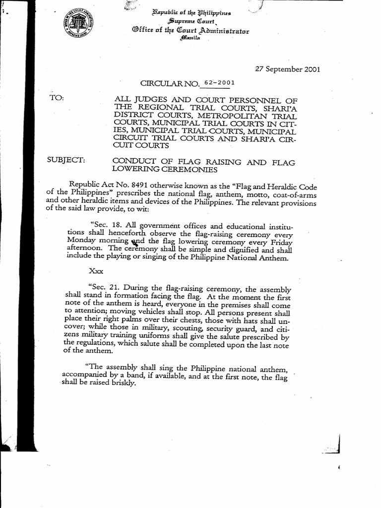 OCA Circular No. 62 2001 | PDF