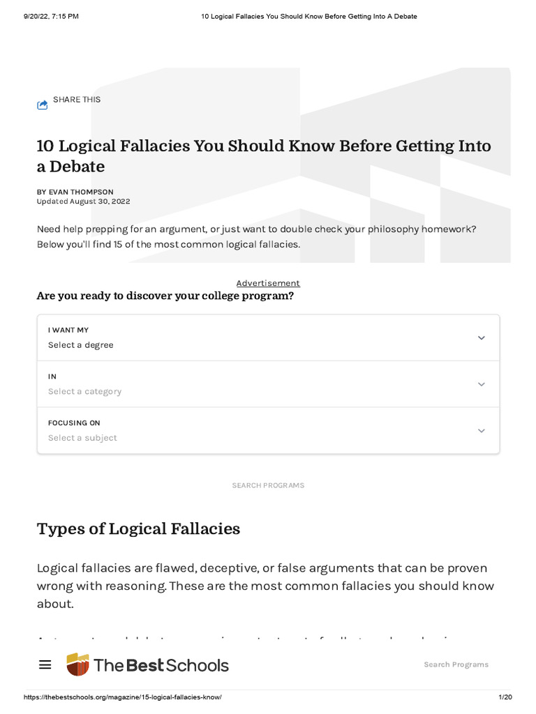 10 Logical Fallacies You Should Know Before Getting Into A Debate | PDF | Fallacy | Argument