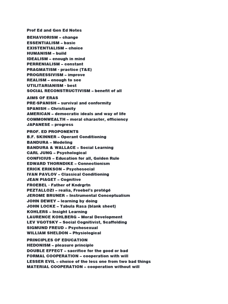 Prof Ed and Gen Ed Notes | PDF