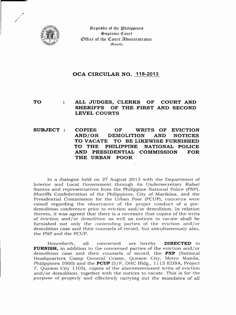 OCA Circular No. 118 2013 | PDF