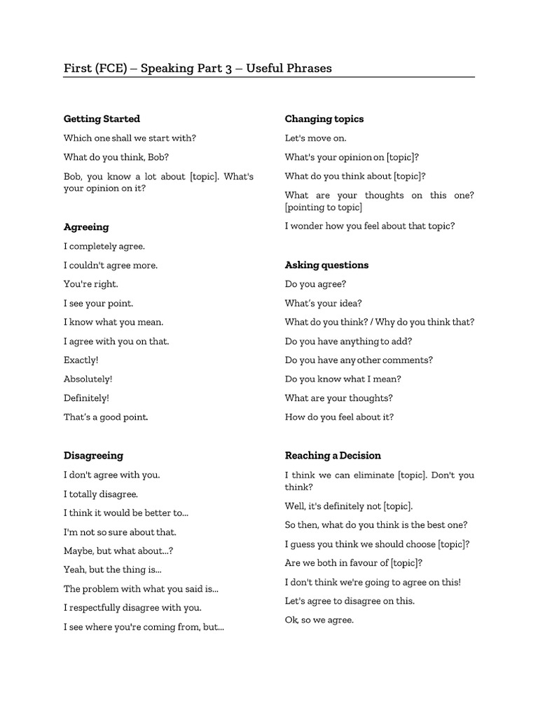 First-FCE-–-Speaking-Part-3-–-Useful-Phrases | PDF