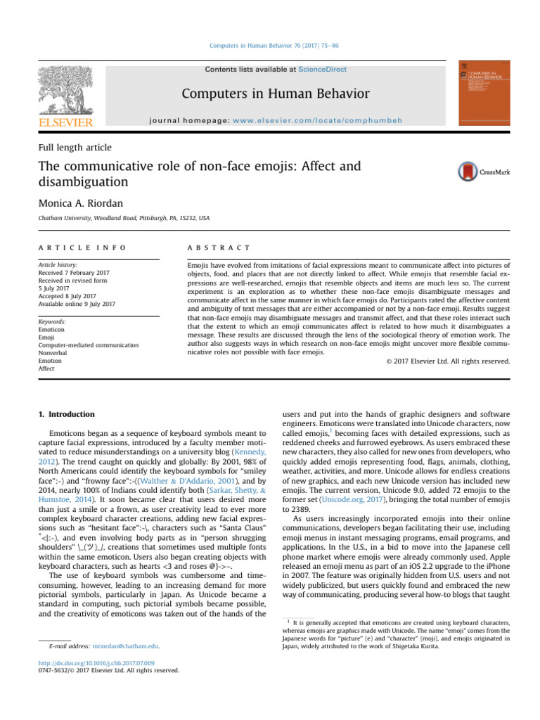 L7 The Communicative Role of Non-Face Emoji | PDF