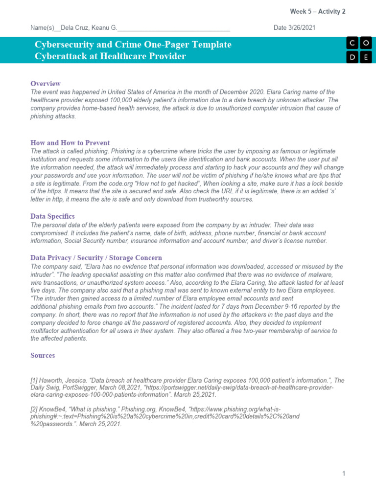 Cybercrime One-Pager Template | PDF