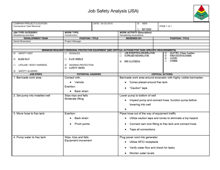 39.JSA-Dewatering Activities - 2 | PDF