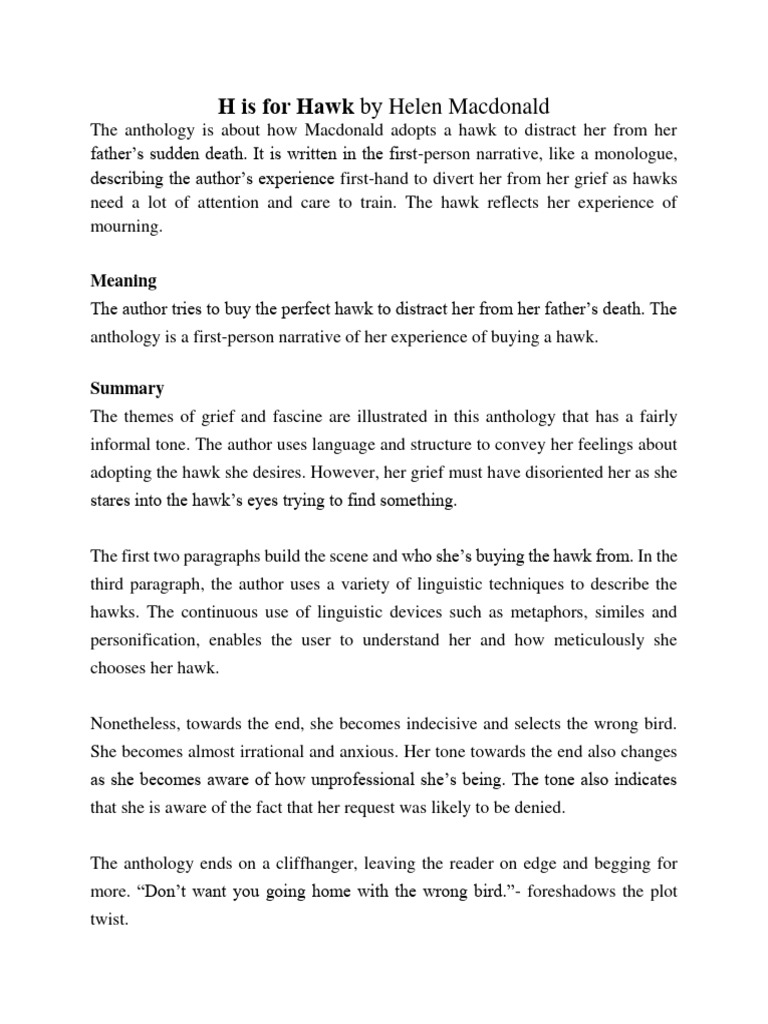 H Is For Hawk by Helen Macdonald | PDF