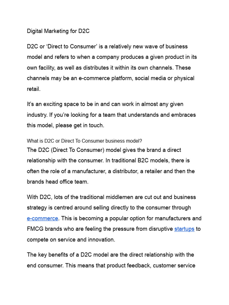 Digital Marketing For D2C | PDF