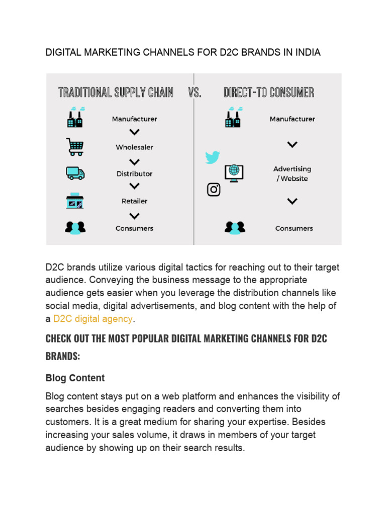 Top Digital Channels for D2C India | PDF | Digital Marketing | Popular ...