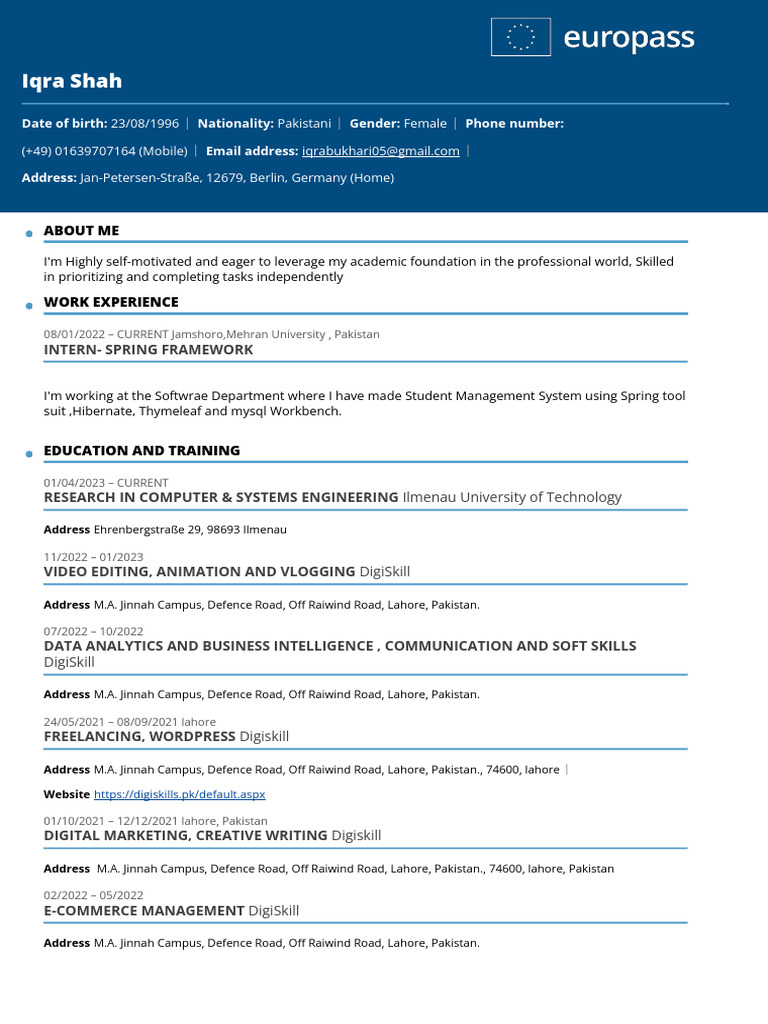 CV - Iqra Shah | PDF