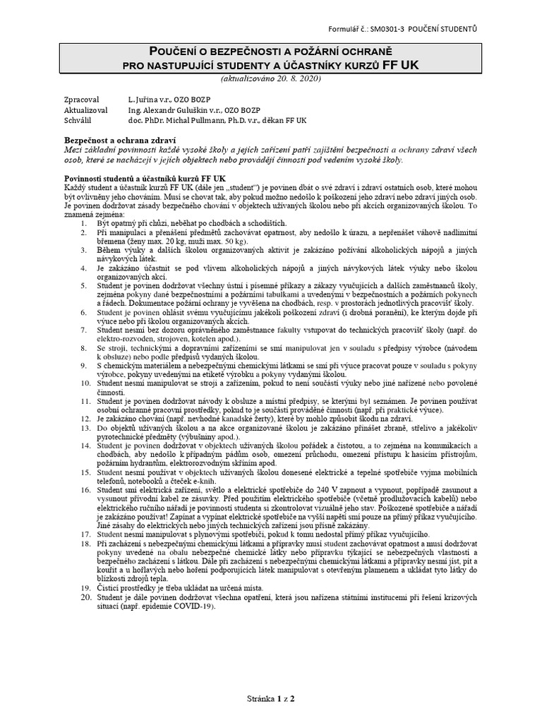 BOZP Studenti - 8 20 | PDF