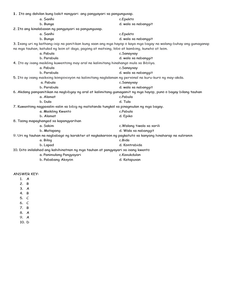 Diagnostic-Filipino-Questions | PDF