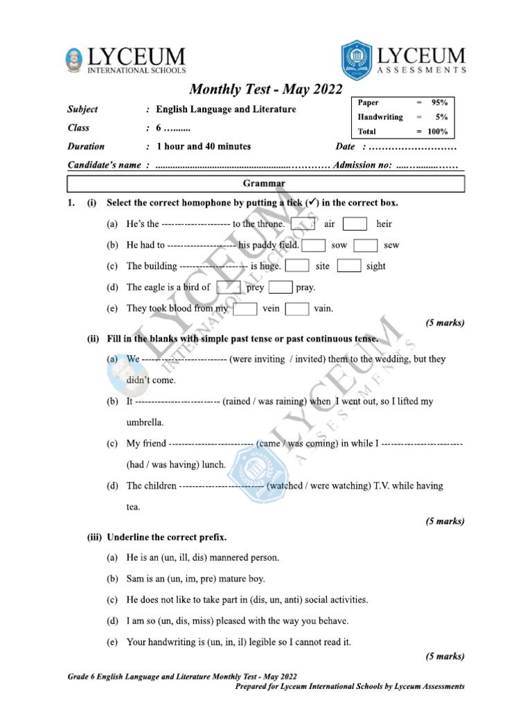 Grade 6 English Language and Literature | PDF