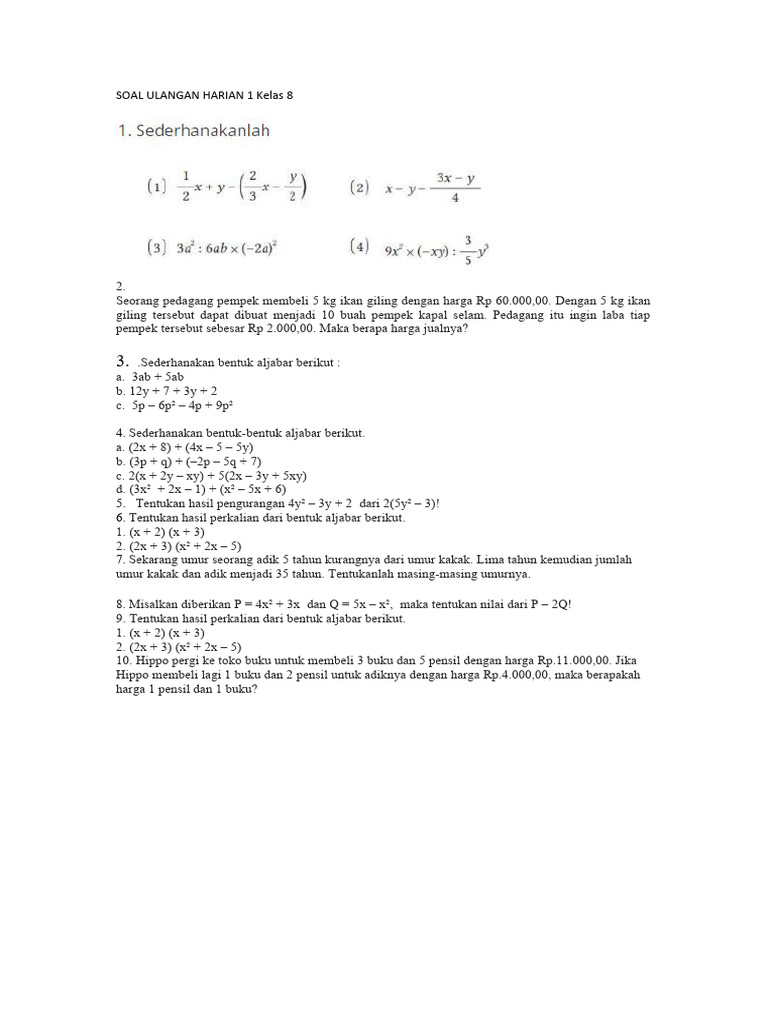 SOAL UH 1 Kelas 8.3 | PDF