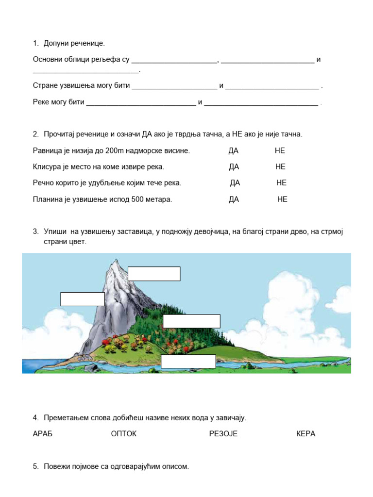 Priroda i društvo IV razred - reljef, vode | PDF