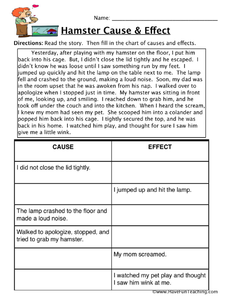 Cause Effect Worksheet 3 | PDF