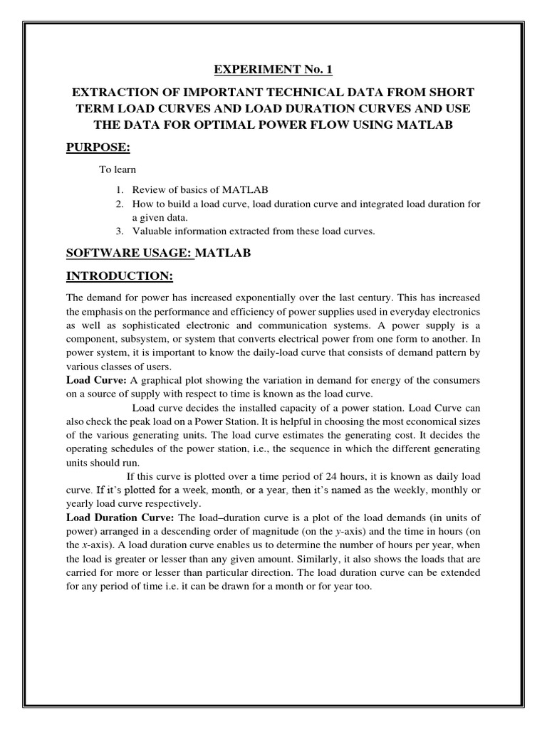 LAB 1 Report | PDF | Matlab | Demand