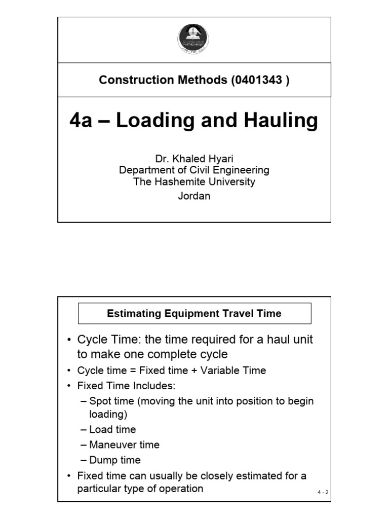 4a. Loading and Hauling-Construction Methods | PDF | Physical Sciences ...