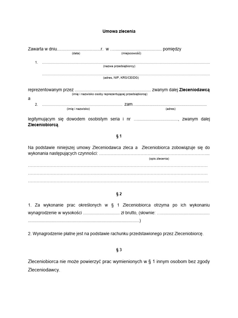 WzoÌ R Umowy Zlecenie | PDF