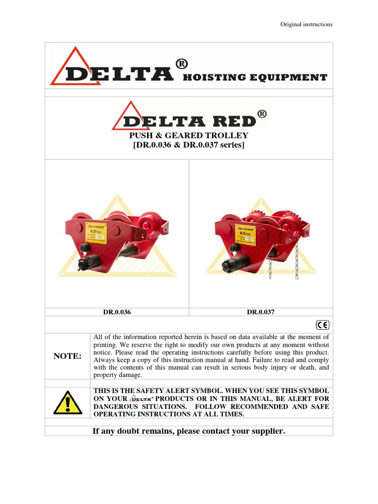 DELTA Push and Geared Trolley Operation Manual (DR.0.036 & DR.0.037 ...