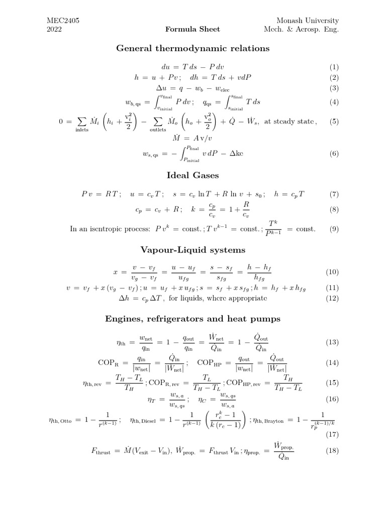Formula Sheet | PDF