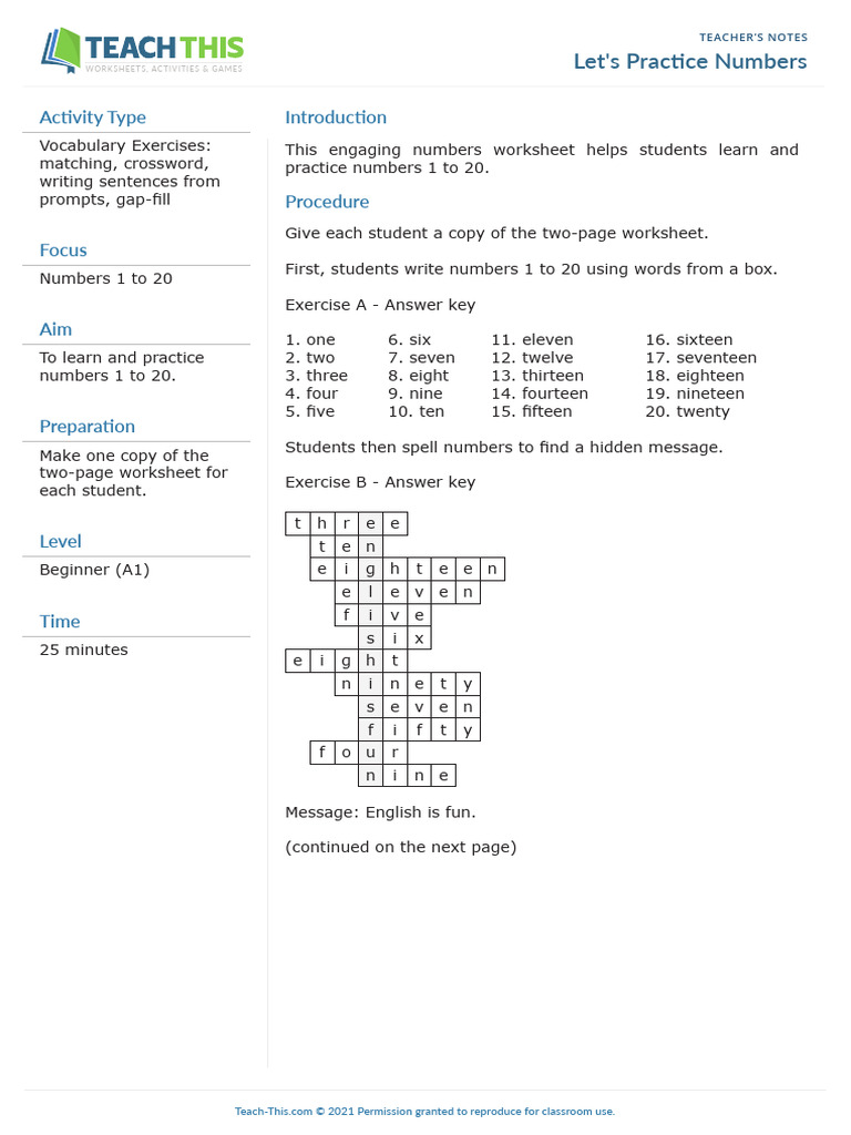 Lets Practice Numbers | PDF