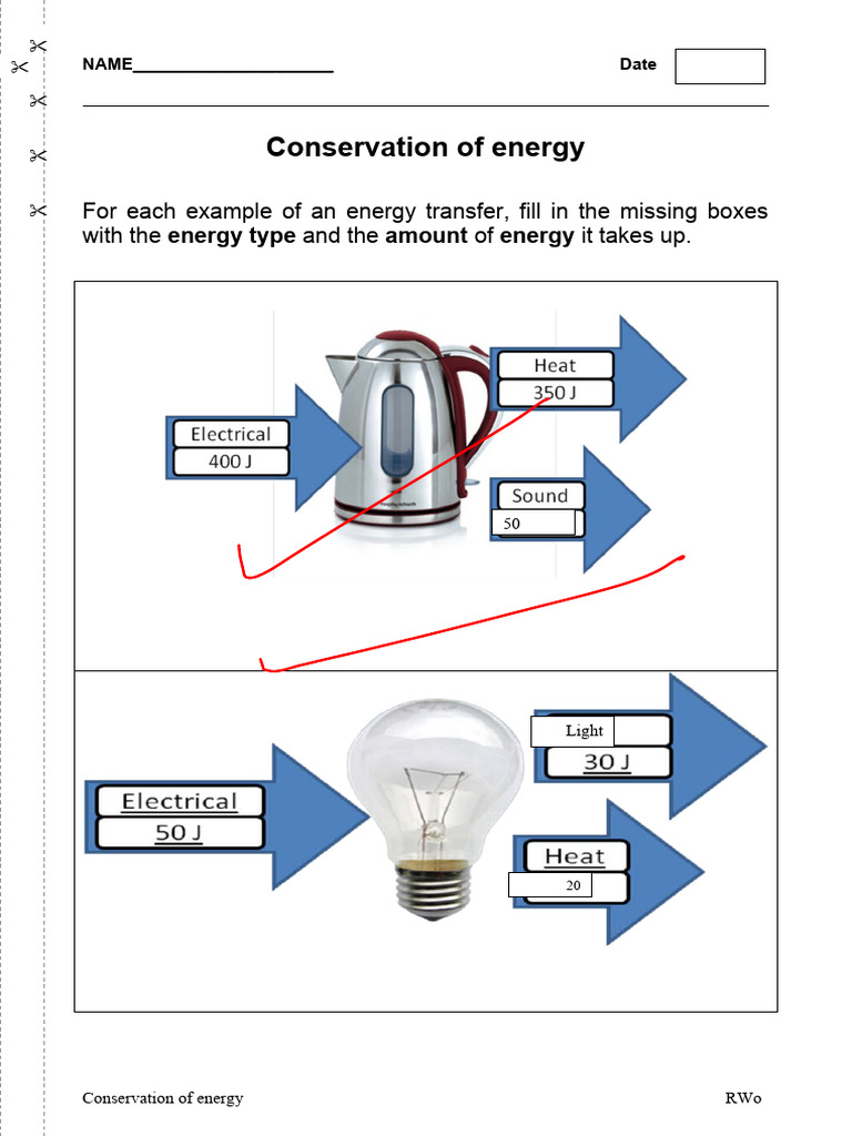 Energy Transfer Worksheet | PDF