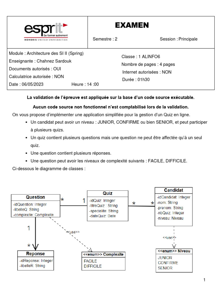 Exam Spring Candidat Quiz | PDF