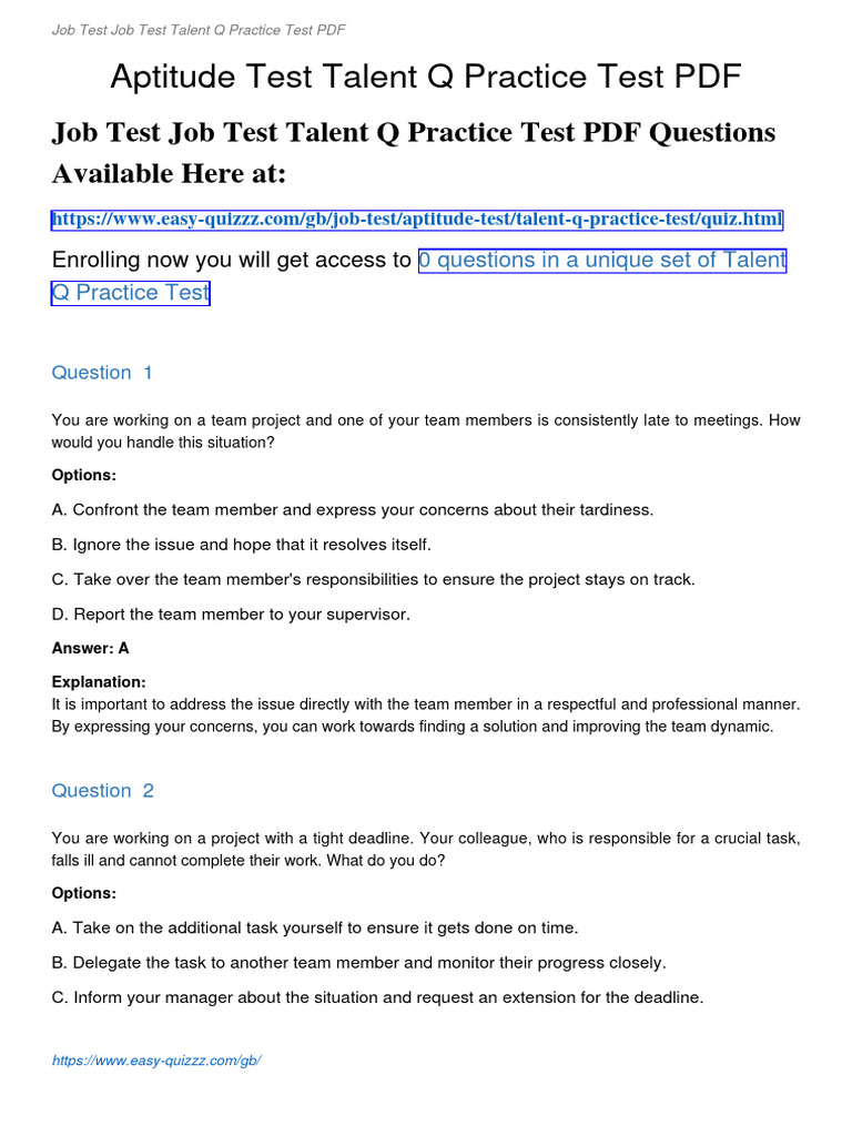 Talent q Practice Test | PDF