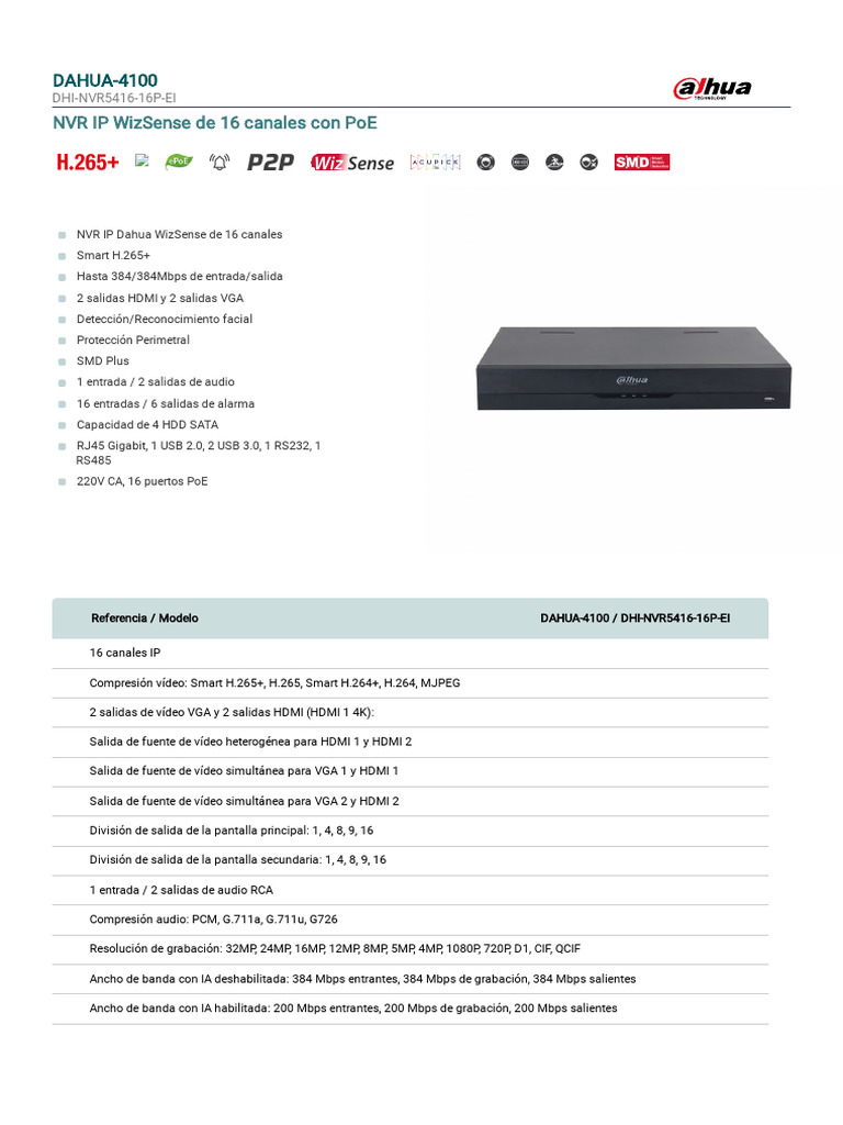 ES DAHUA-4100 Data Sheet | PDF