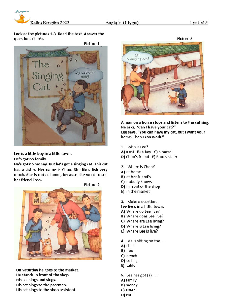 Anglu Kengura 2023 1 Lygis | PDF