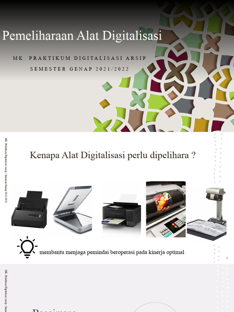 Pemeliharaan Alat Digitalisasi Arsip - PDA | PDF