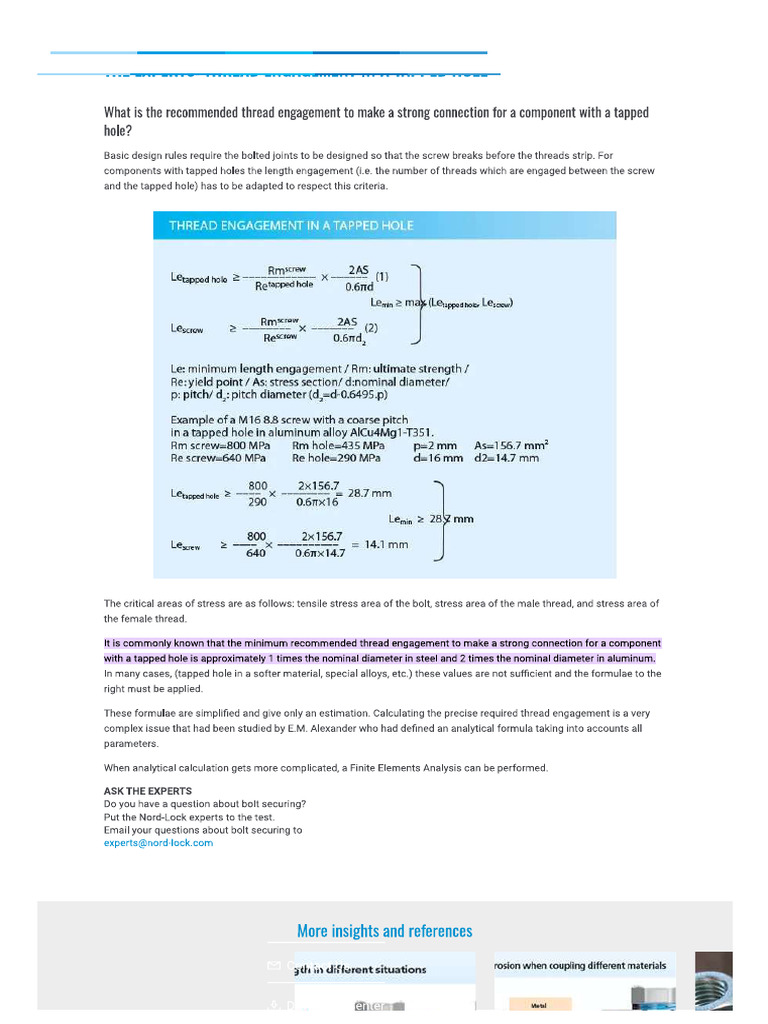 Thread Engagement | PDF