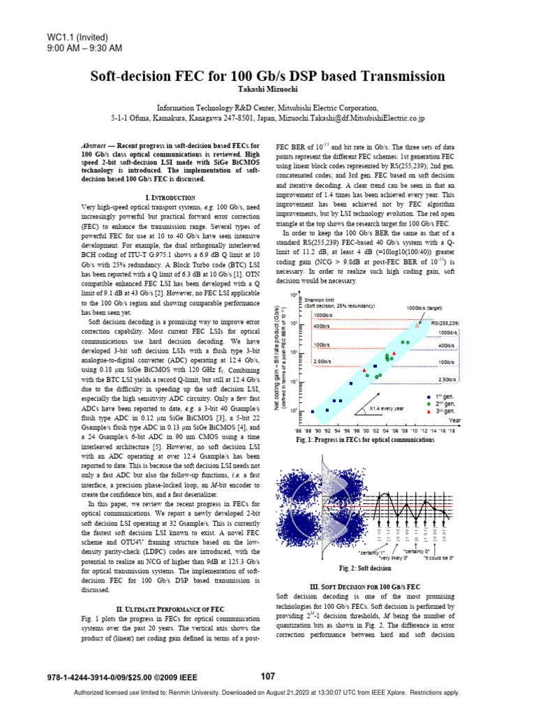 Soft-Decision FEC for 100 Gb/s Transmission | PDF | Low Density Parity ...